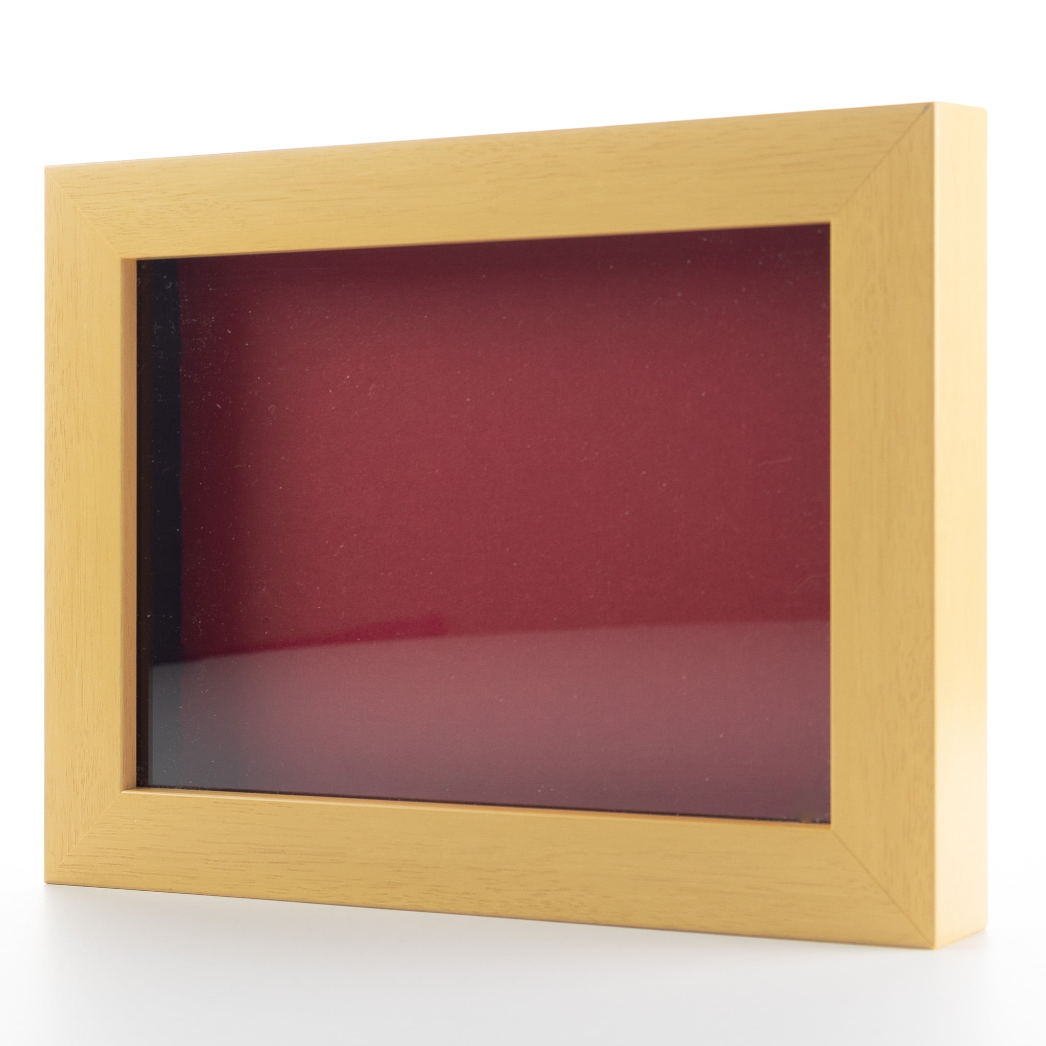 8x10 Shadow Box Frame Natural Real Wood with a Red Acid-Free Backing ...