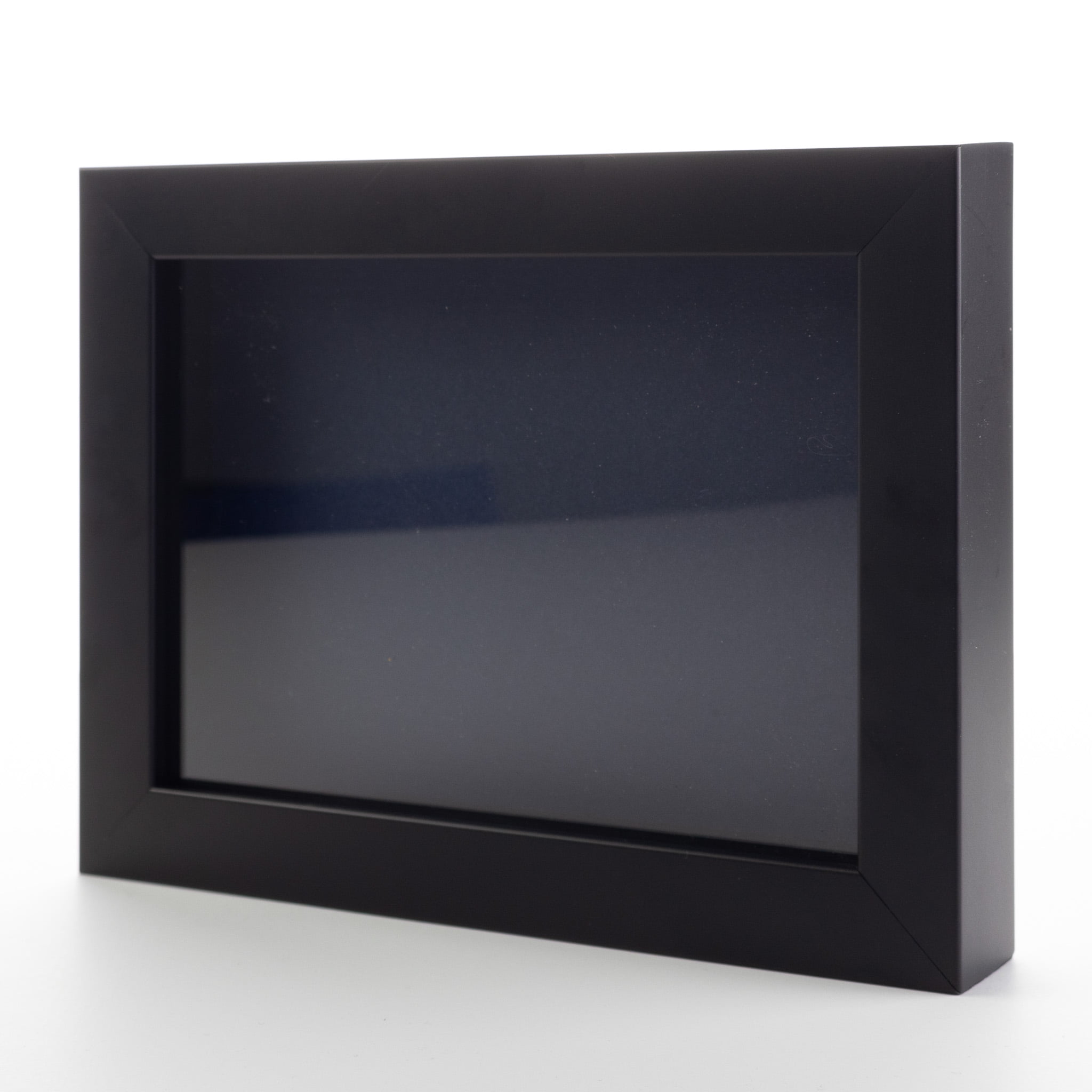 8x10 Shadow Box Frame Painted Black Real Wood with a Navy Acid-Free ...