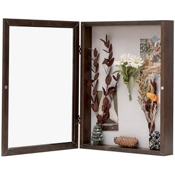 8x10 Shadow Box Frame with Linen Back, Wood Glass Display Case for ...