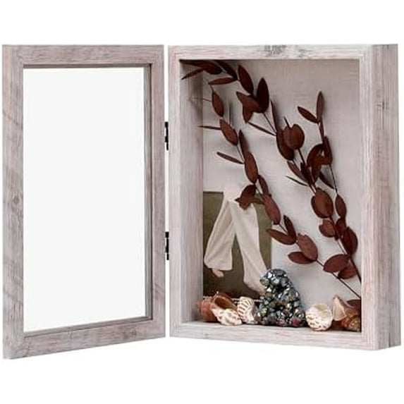 8x10 Shadow Box Frame with Linen Back, Wood Glass Display Case for ...
