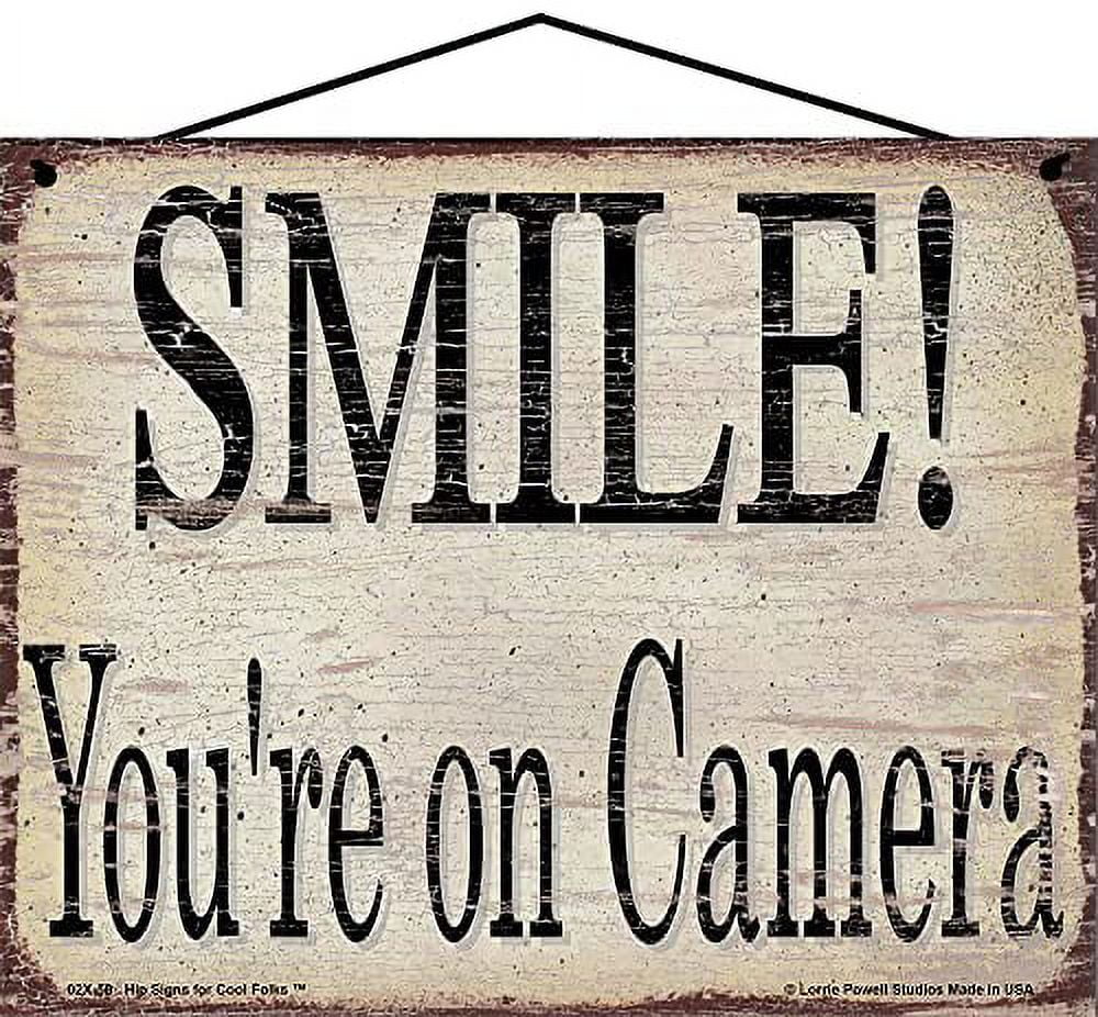8x10 Smile You're on Camera - Vintage Style Sign, Security Warning ...