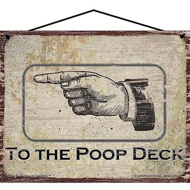 8x10 To The Poop Deck LEFT - Vintage Style Sign with Pointing Hand ...