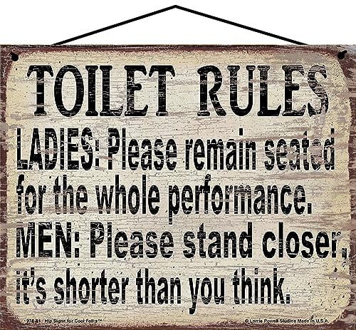 8x10 Vintage Style Bathroom Sign - Toilet Rules Ladies Please Remain ...
