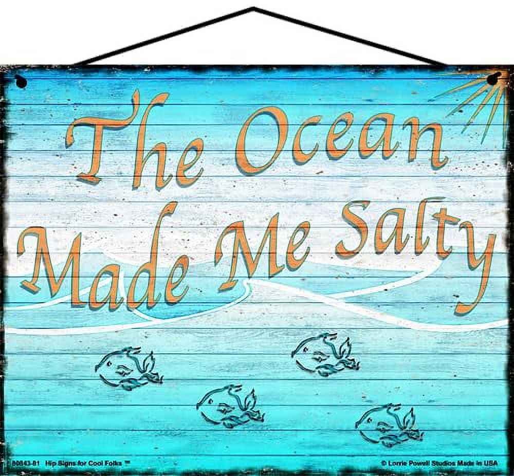 8x10 Vintage Style Beach Themed Sign - The Ocean Made Me Salty - Funny ...