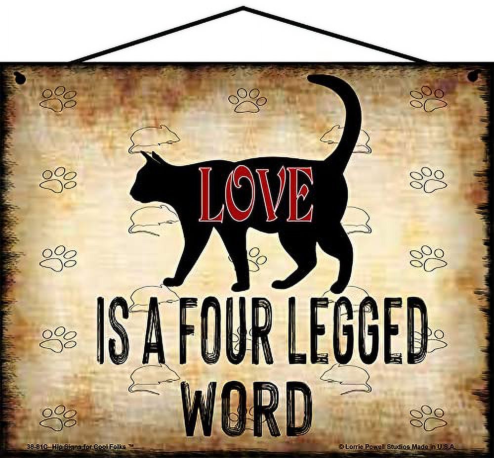 8x10 Vintage Style Cat Sign - Love is a Four Legged Word, Feline Kitten ...