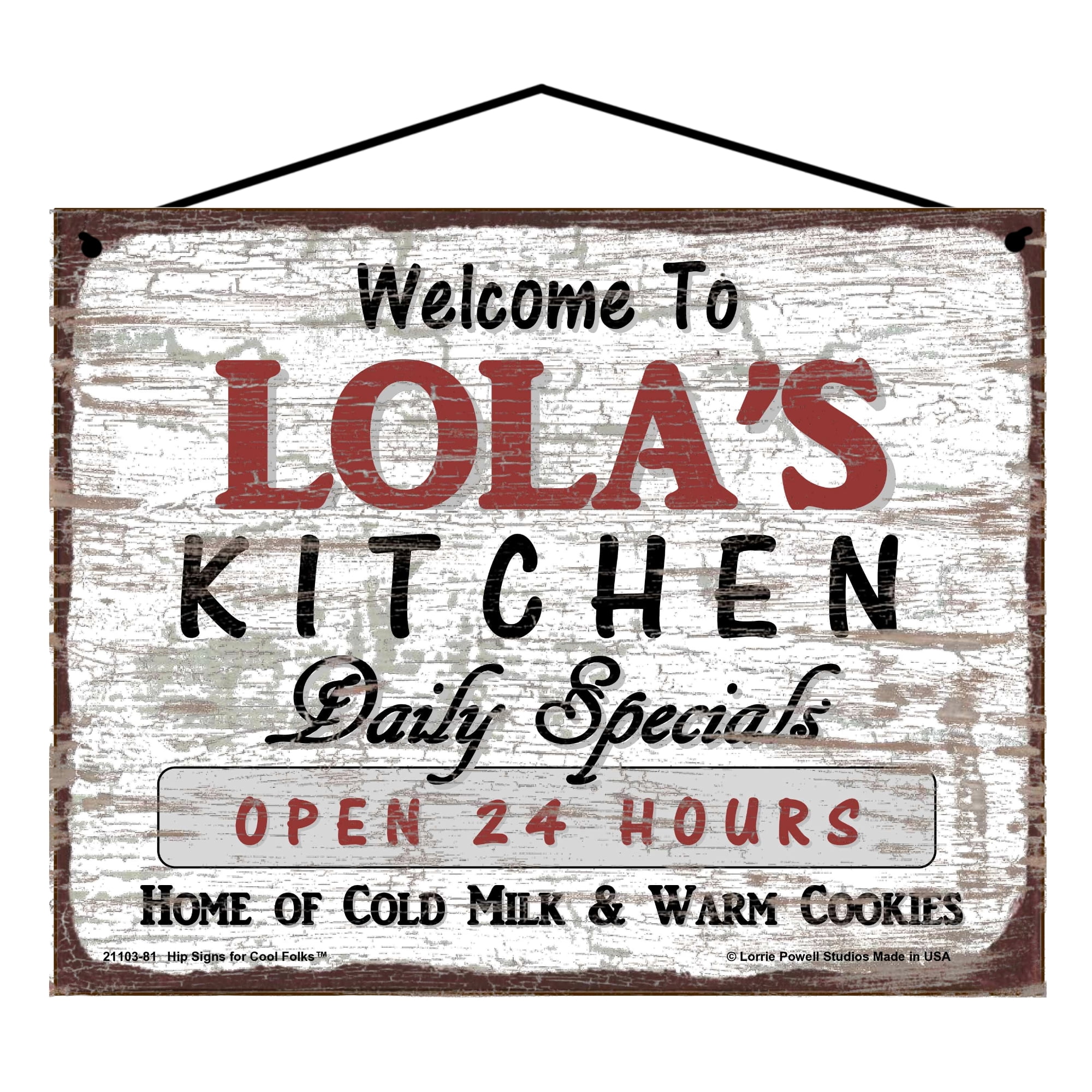8x10 Vintage Style Kitchen Sign Welcome to Lola's Kitchen Daily ...