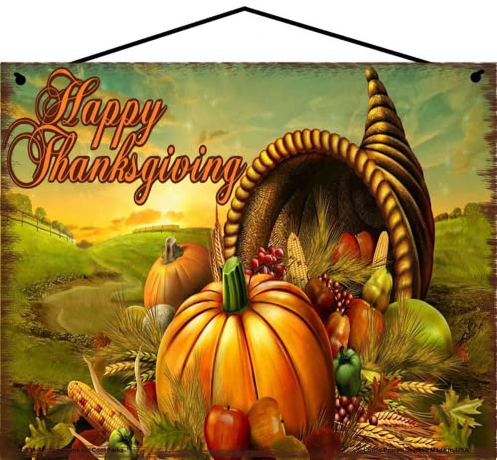 8x10 Vintage Style Sign Happy Thanksgiving Cornucopia, Classic Holiday ...