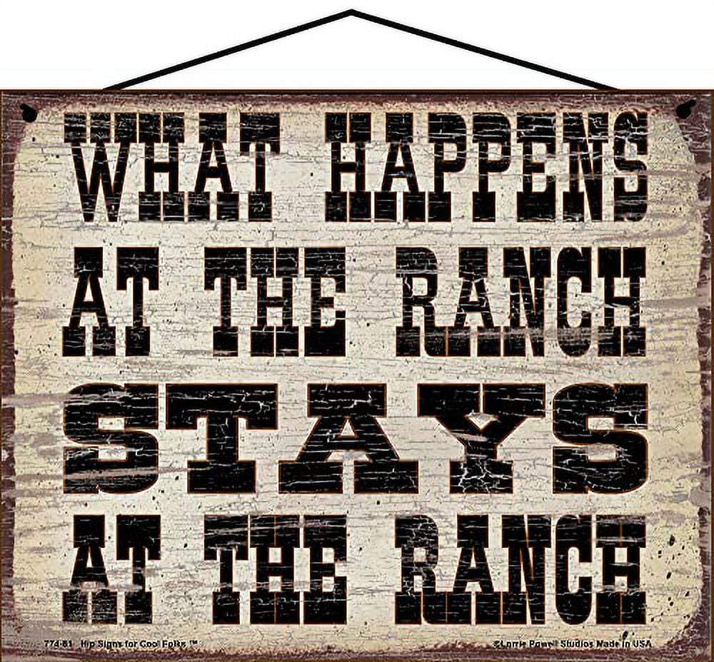 8x10 Vintage Style Sign - What Happens at the Ranch Stays at the Ranch - Decorative Fun Rustic ...