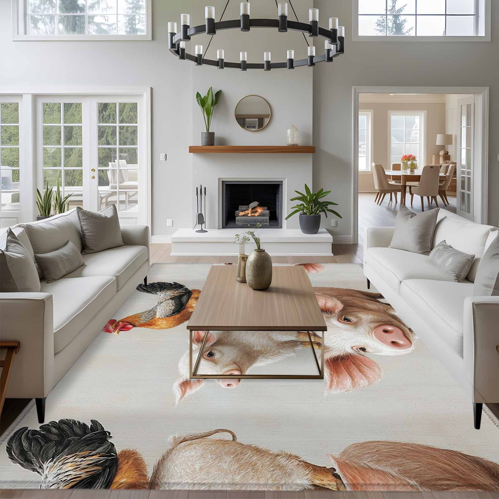 8x10 Washable Area Rug, Pig Non-Slip Extra Large Rectangle Rug for ...