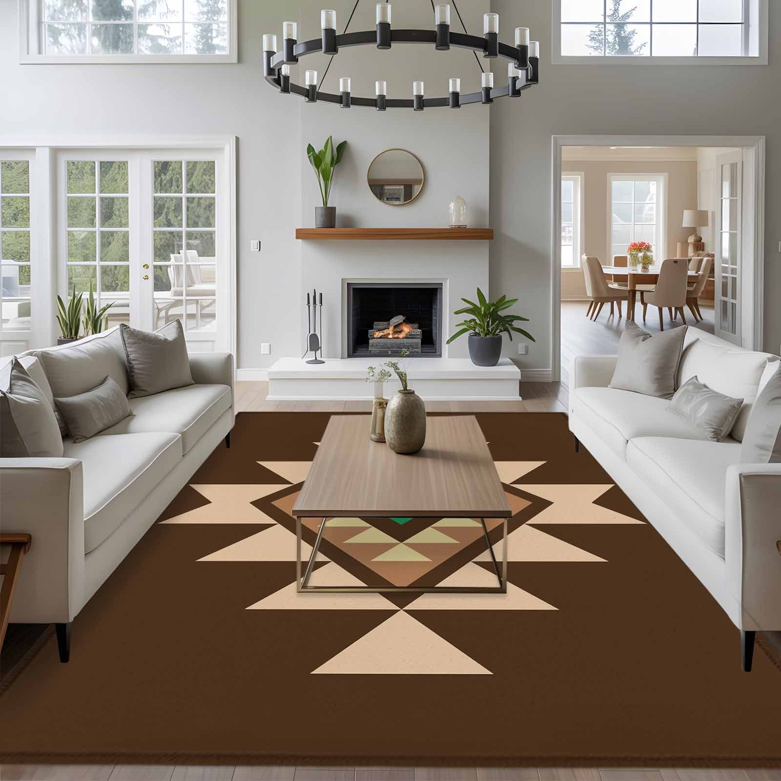 8x10 Washable Area Rug, Triangle Combination Pattern Non-Slip Extra ...