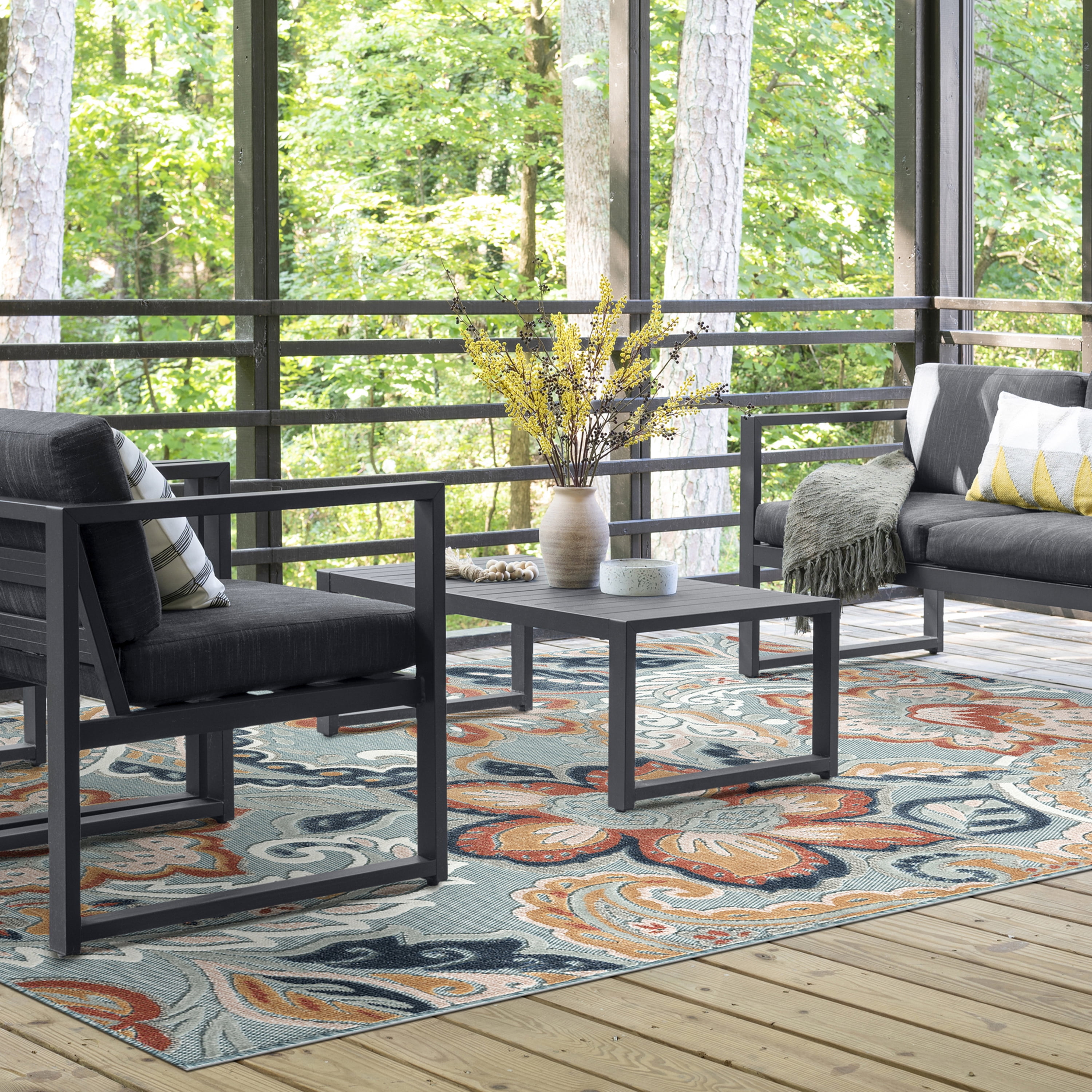 8x10 Water Resistant, Large Indoor Outdoor Rugs for Patios, Front Door ...