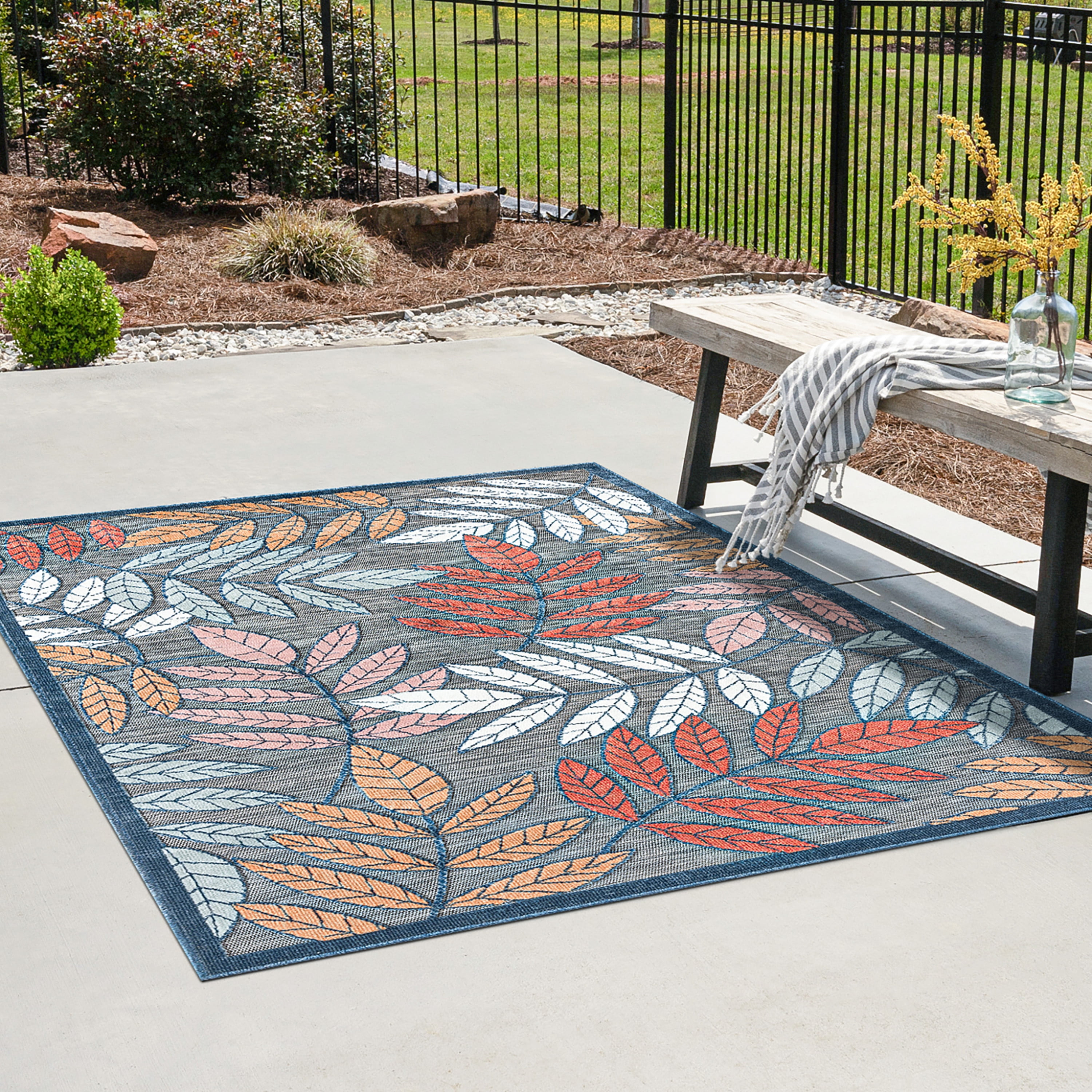 8x10 Water Resistant, Large Indoor Outdoor Rugs for Patios, Front Door ...