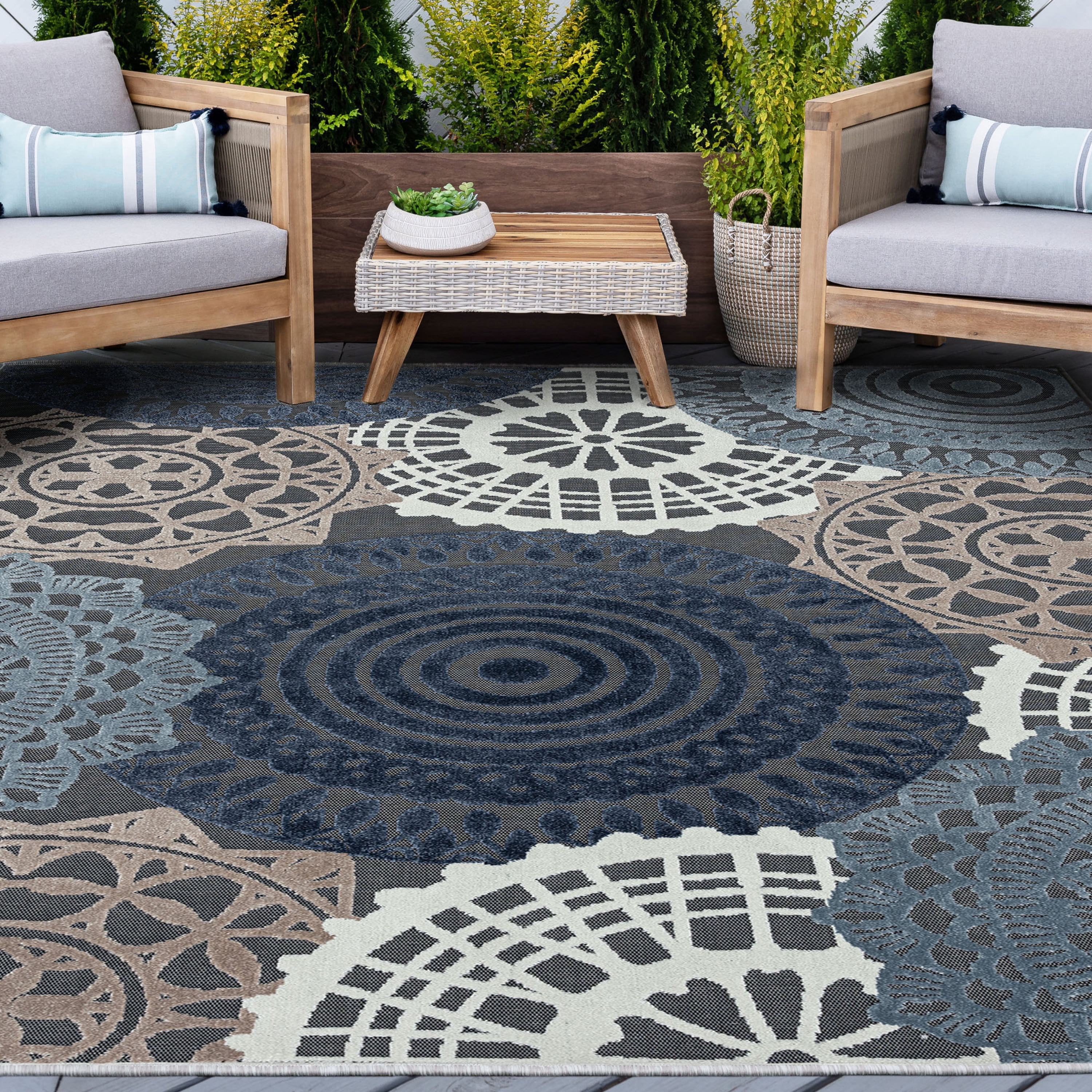 8x10 Water Resistant, Large Indoor Outdoor Rugs for Patios, Front Door ...