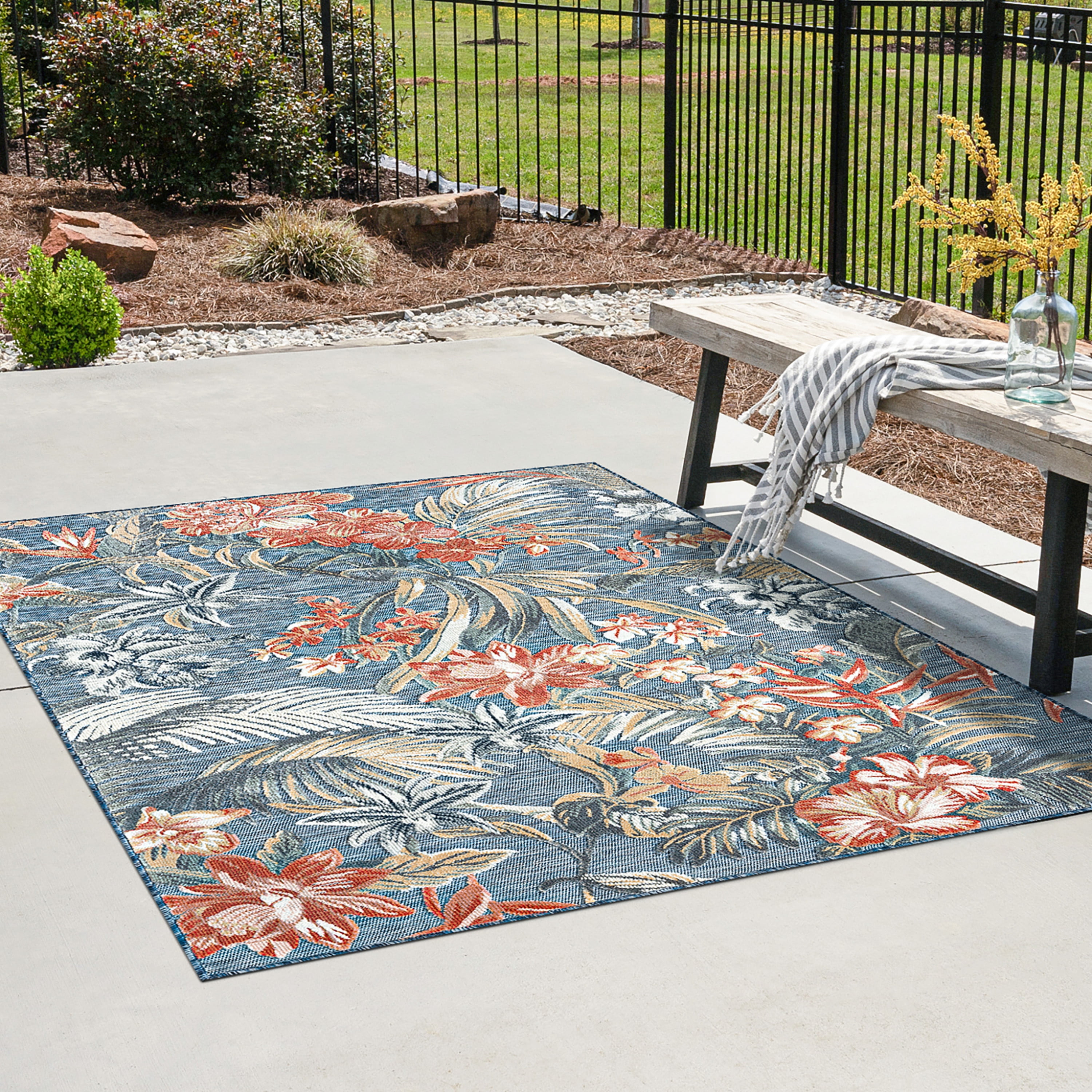 8x10 Water Resistant, Large Indoor Outdoor Rugs for Patios, Front Door ...