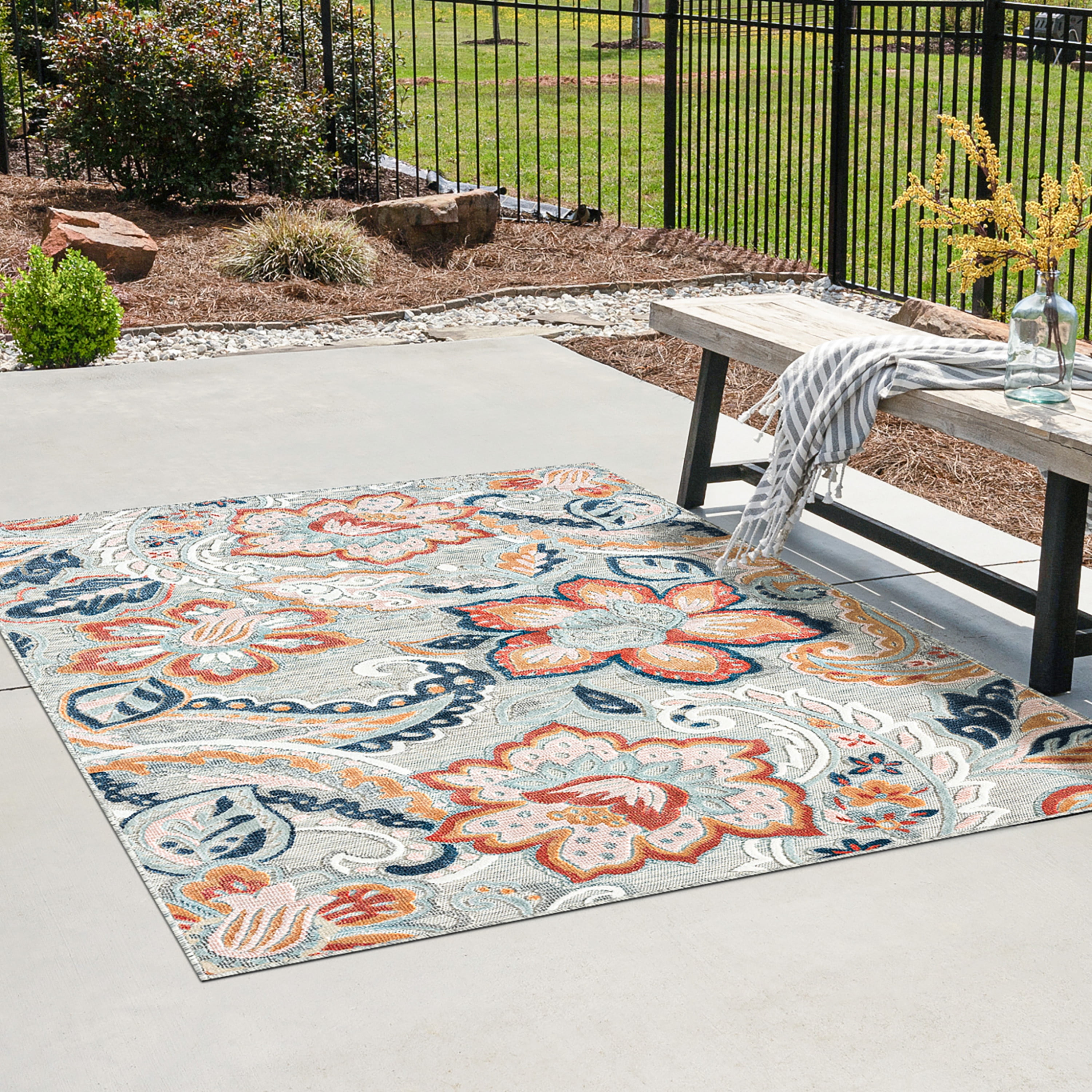 8x10 Water Resistant, Large Indoor Outdoor Rugs for Patios, Front Door ...