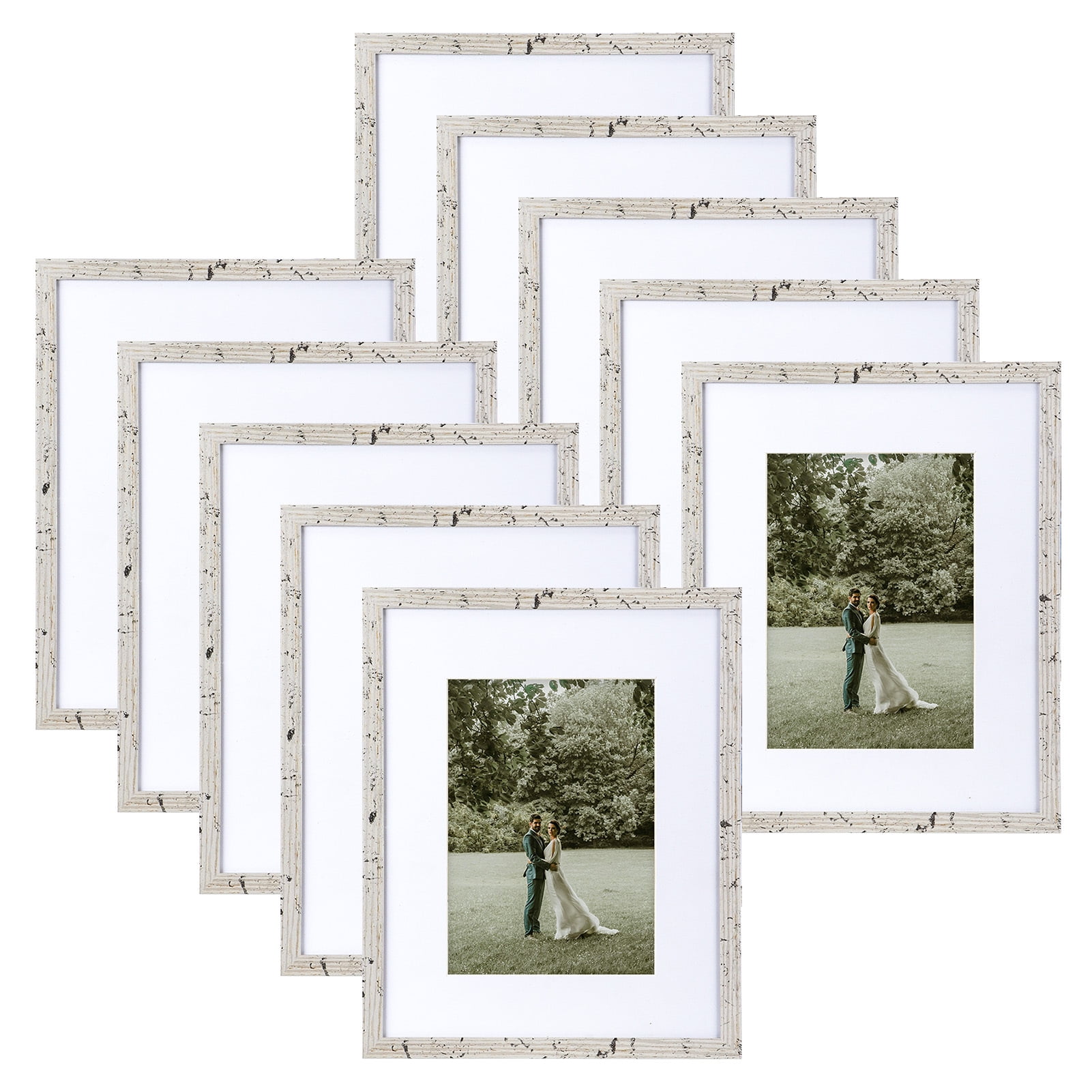 Set of 10 White 8x10 Photo Frames, 5x7 with Mat or 8x10 without Mat ...