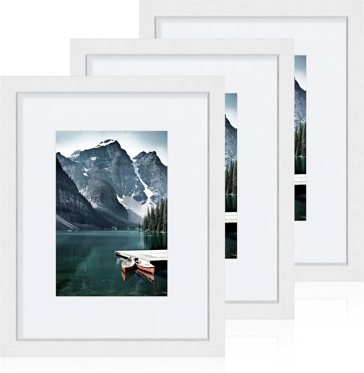 8x10 White Picture Frames set of 3, Made of Wooden and Glass Photo ...