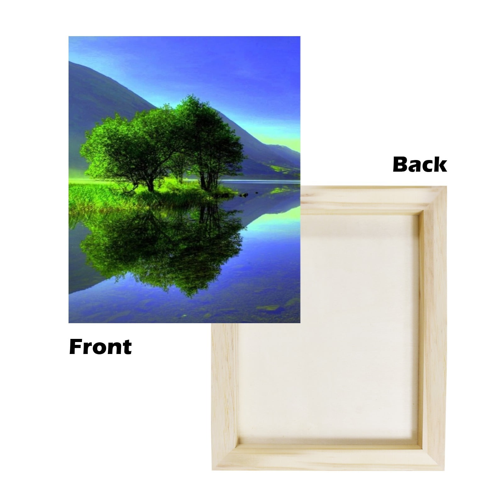 8x10 Wood Panel Print - Island Trees Reflection, Serene Lake Landscape ...