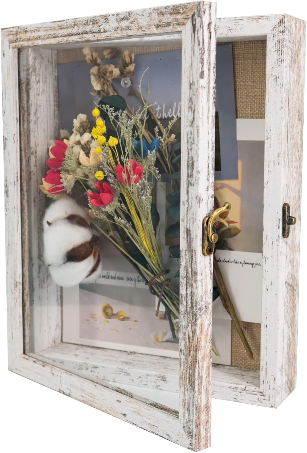 8x10 Wood Shadow Box Frame Glass Door Display Case with Linen Back and ...