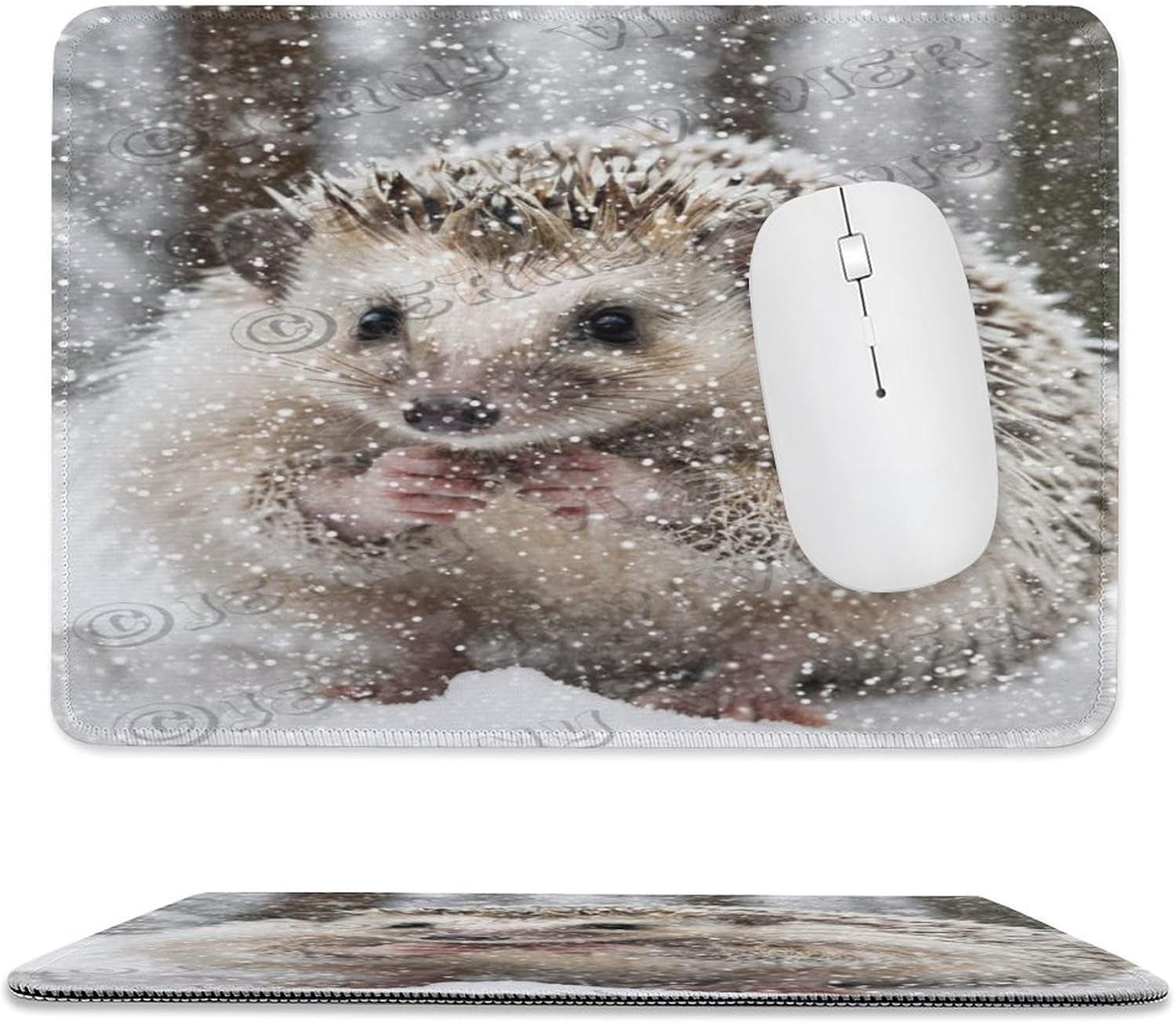 8x10 in Mouse Pad - Winter Hedgehog Design, Non-Slip Base, Perfect for ...
