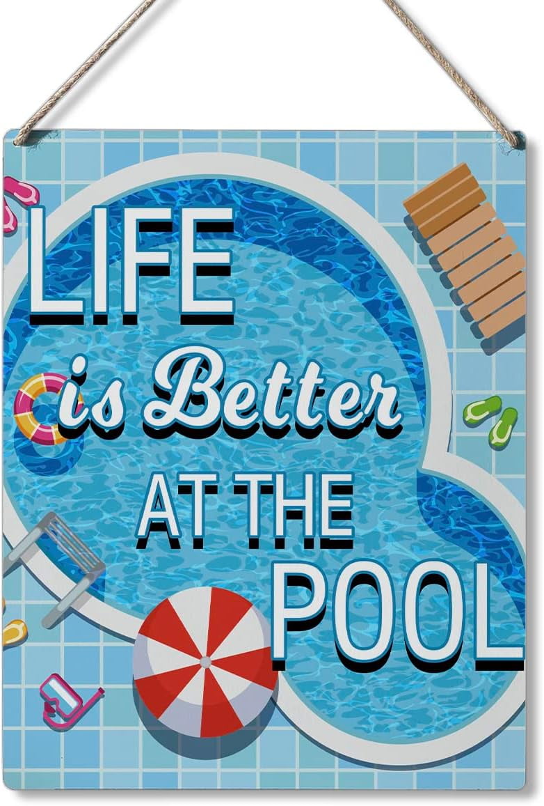 8x10 inch Life is Better at the Pool Sign Gift Farmhouse Pool Wooden ...