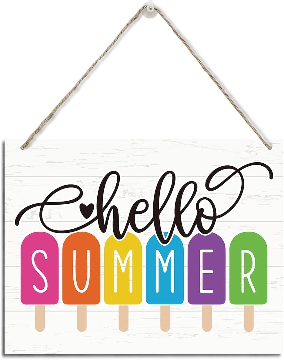 8x10 inch Summer Wood Sign,Hello Summer Sign,Rustic Hanging Wood Plaque ...