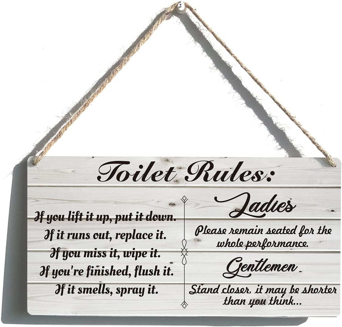 8x10 inch Toilet Rules Sign Toilet Wooden Hanging Sign Plaque Retro ...