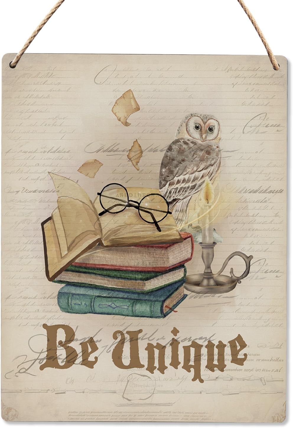 8x10 inch Vintage Magic Decor,Be Unique Magic Book Owl Wood Hanging ...