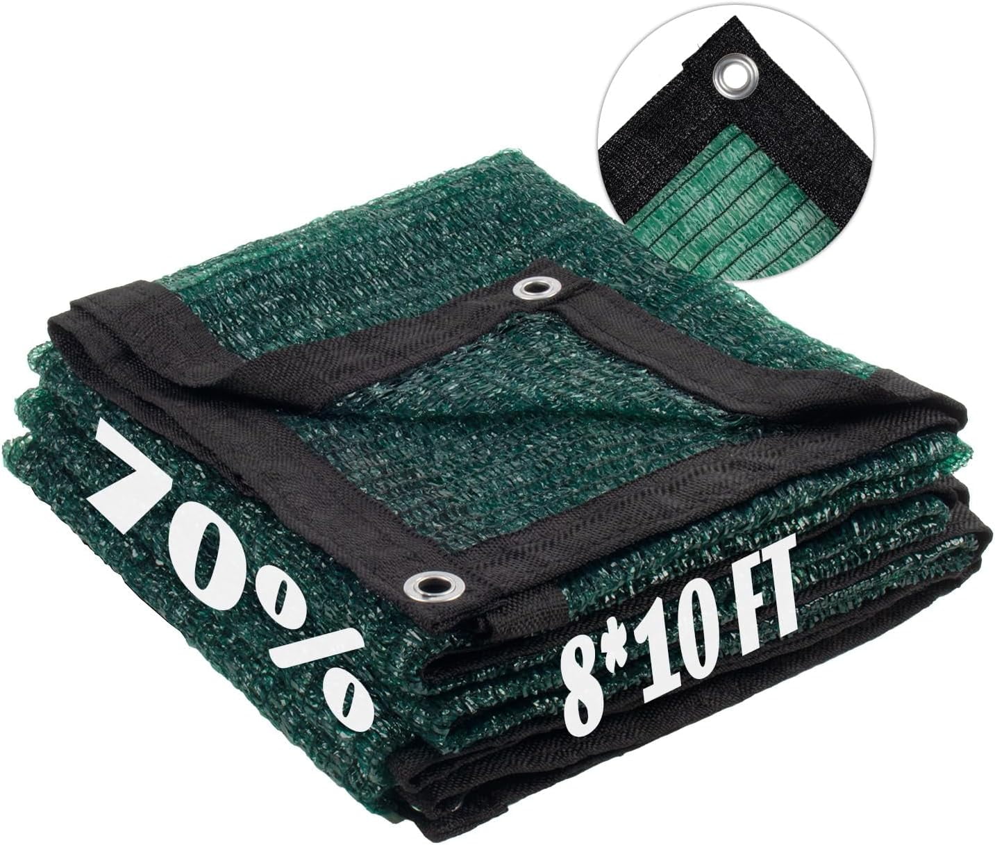 8x10FT 70% Green Shade Cloth Sun Shade Net with Grommets Sunblock Net ...