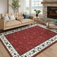 8x10FT Vintage Distressed Floral Border Area Rug, Large Foldable Low ...