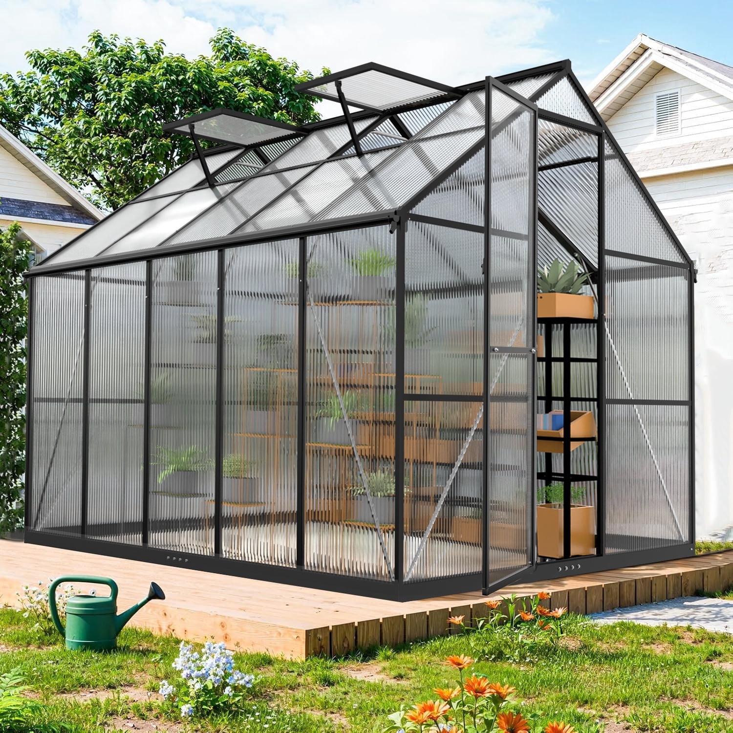 8x10FT Walk-in Greenhouse | Reinforced Aluminum Frame | UV-Resistant ...