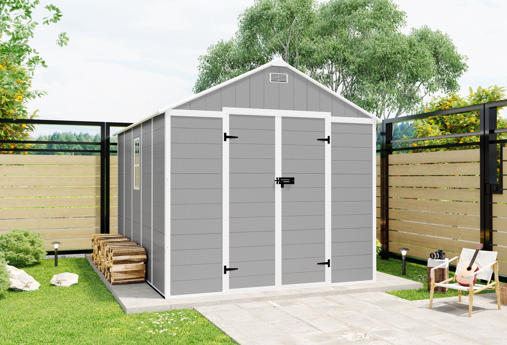 8x10ft Resin Storage Shed, Heavy Duty PP Material Outdoor Utility ...