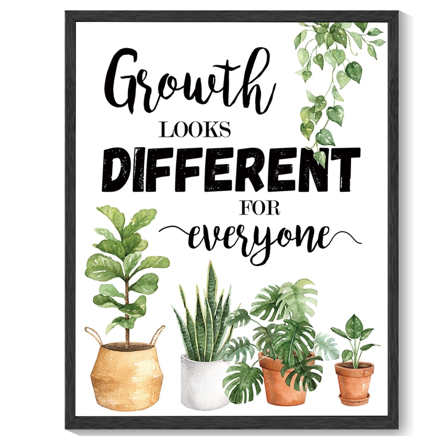 8x10in Black Framed Inspirational Wall Art Growth Looks Different for ...