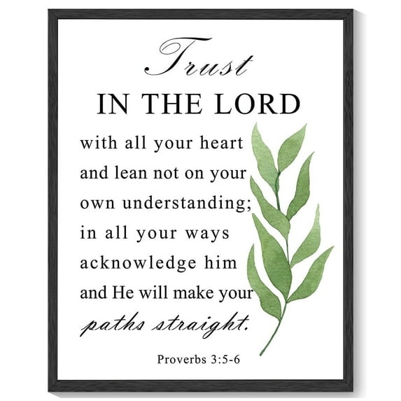 8x10in Black Framed Inspirational Wall Art Motivational Proverbs Trust ...