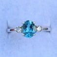 8x10mm Swiss Blue Topaz Ring 925 Silver Wedding Ring, Three Gemstone ...