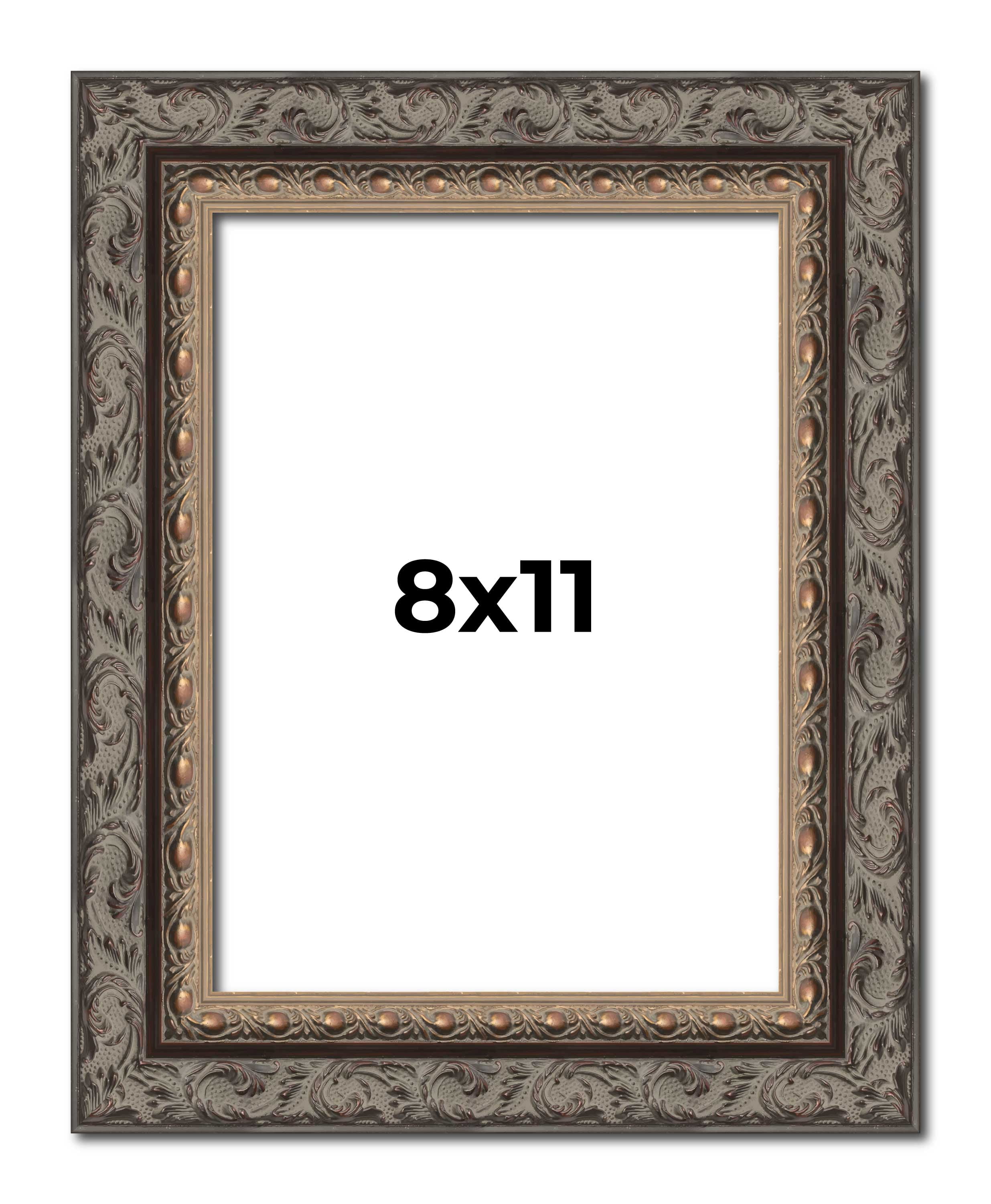 8x11 Frame Black and Gold Ornate Fitz Solid Wood Picture Frame Width 2 ...