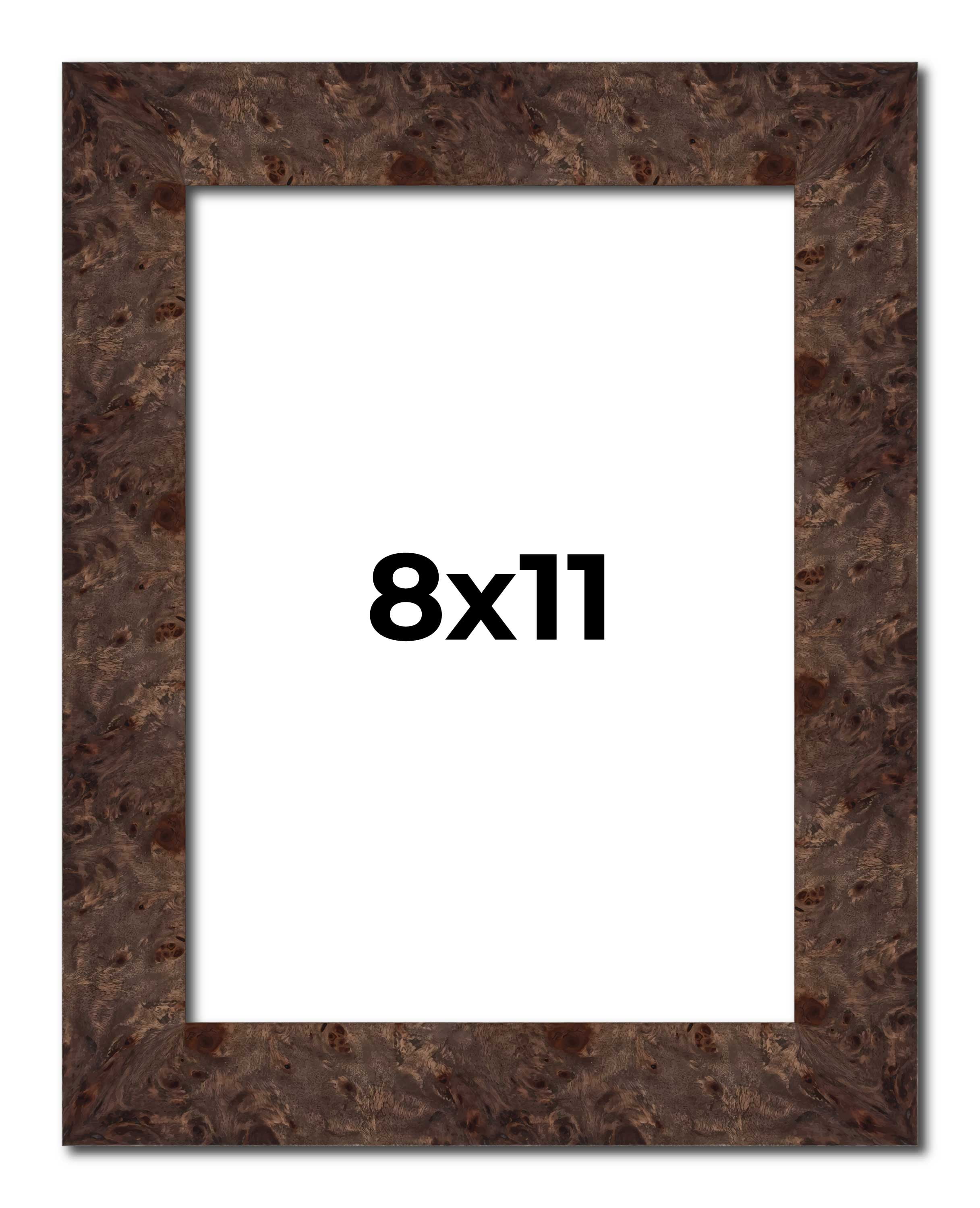 8x11 Frame Brown Burl Real Wood Picture Frame Width 1.625 Inches ...