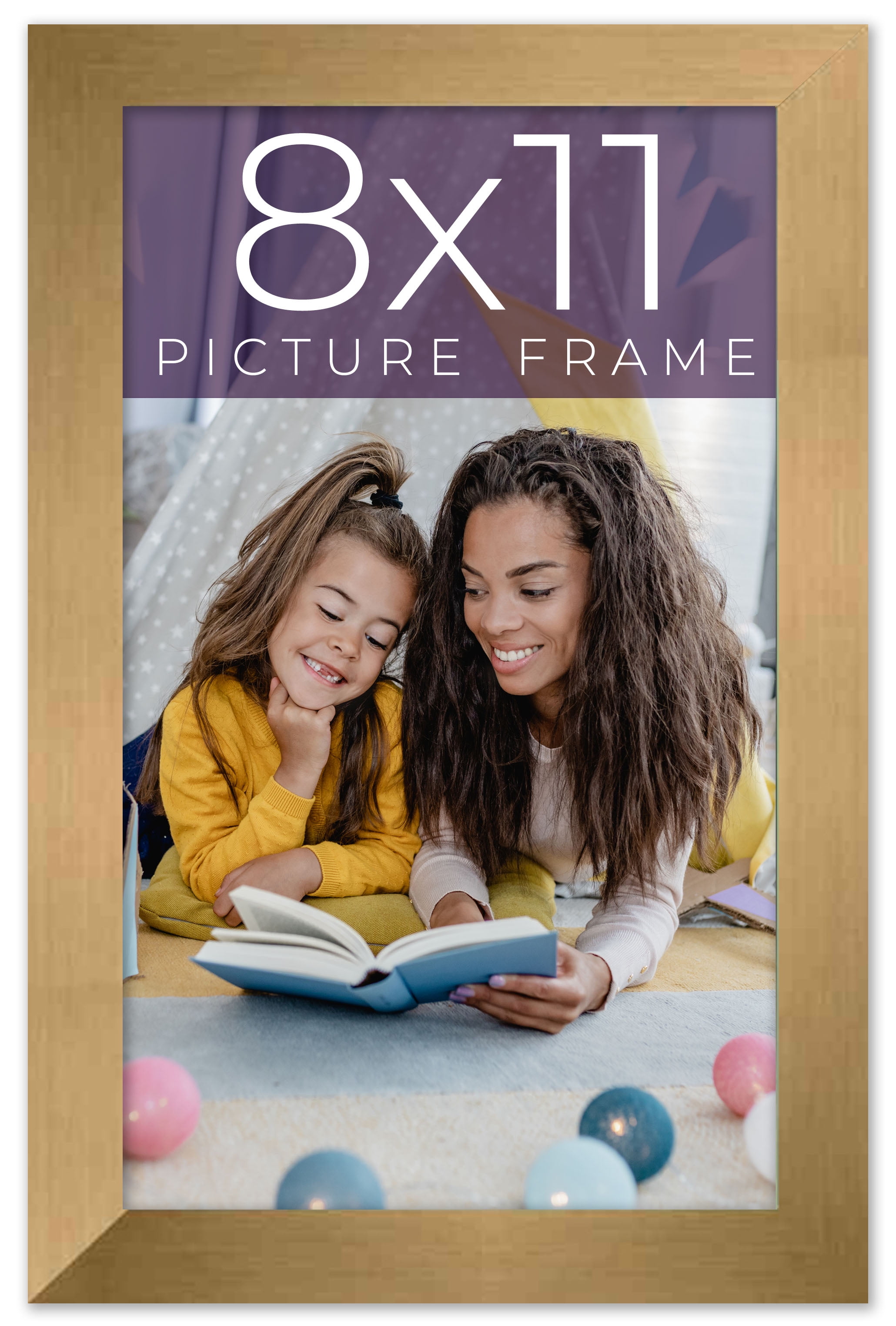 8x11 Frame Gold Bronze Solid Wood Picture Frame Width 0.75 Inches ...