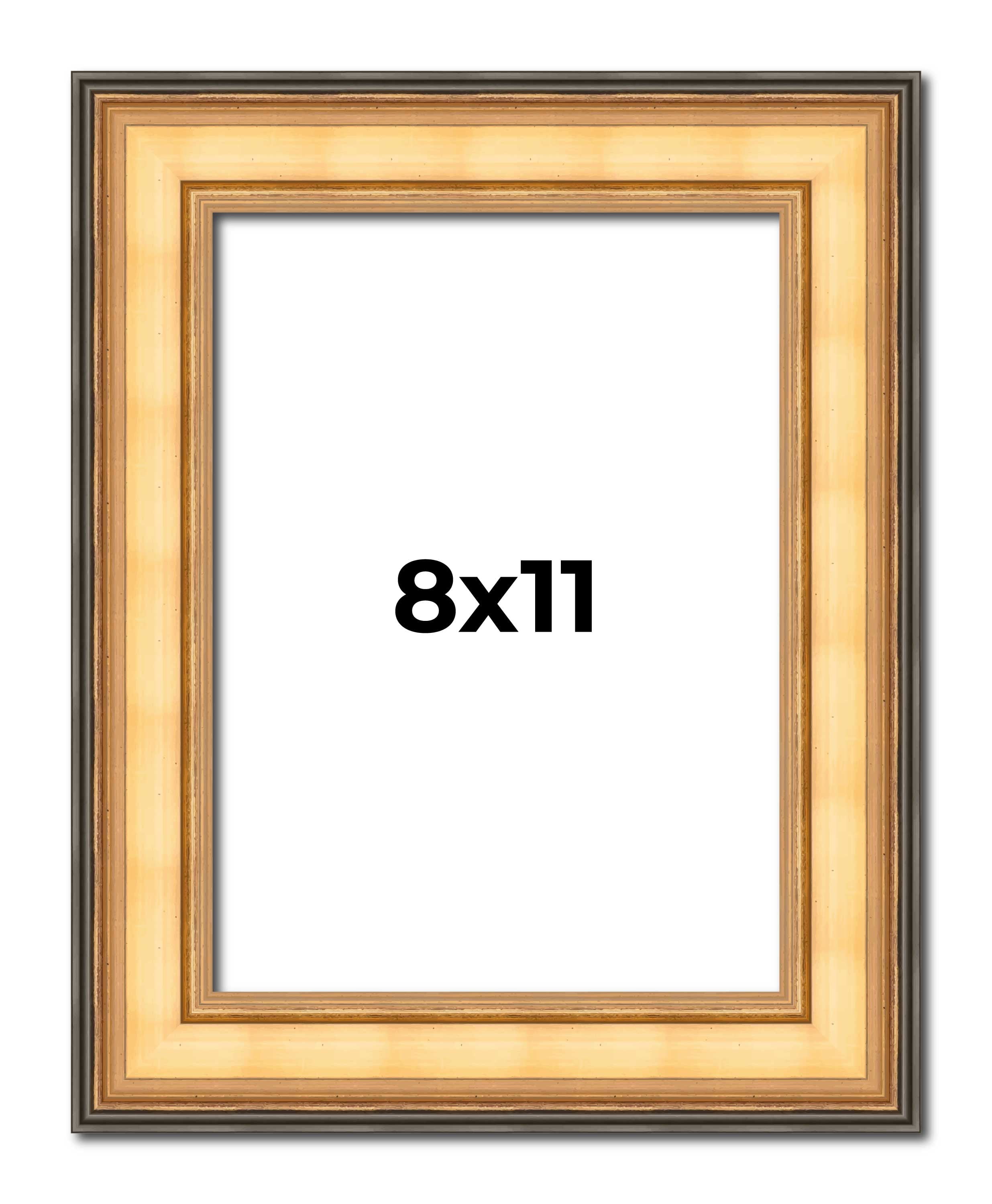 8x11 Frame Gold Plein Aire Solid Wood Picture Frame Width 2 Inches ...