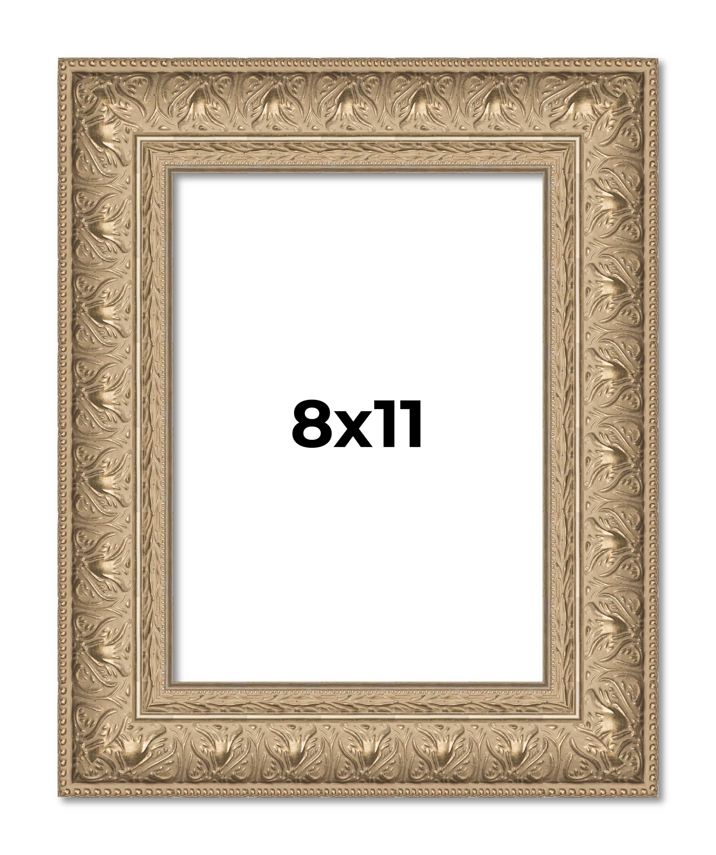 8x11 Frame Ornate Silver Beaded Solid Wood Picture Frame Width 2.5 ...