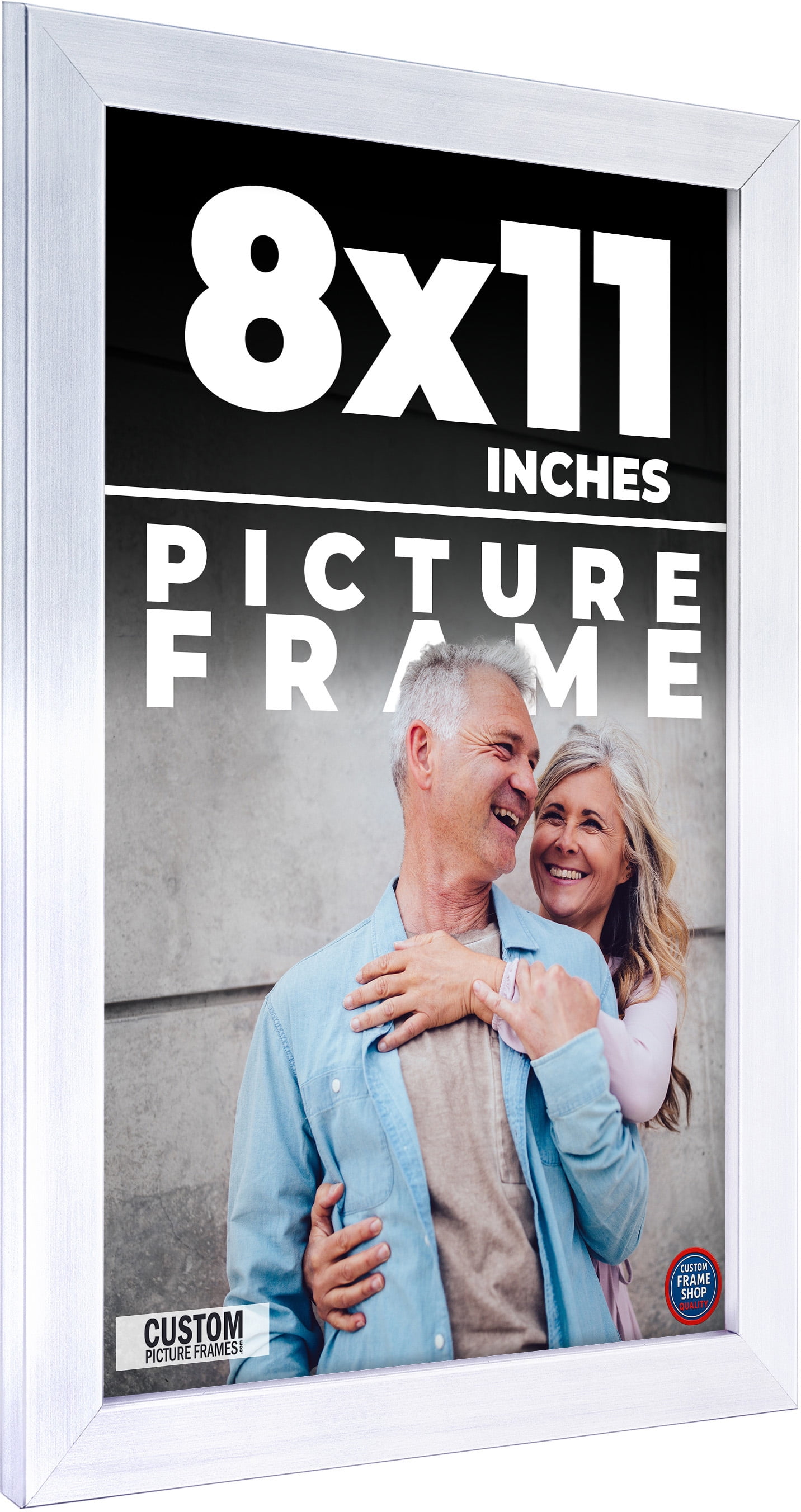 8x11 Frame Silver Stainless Steel Solid Wood Picture Frame | 0.75 Inch ...