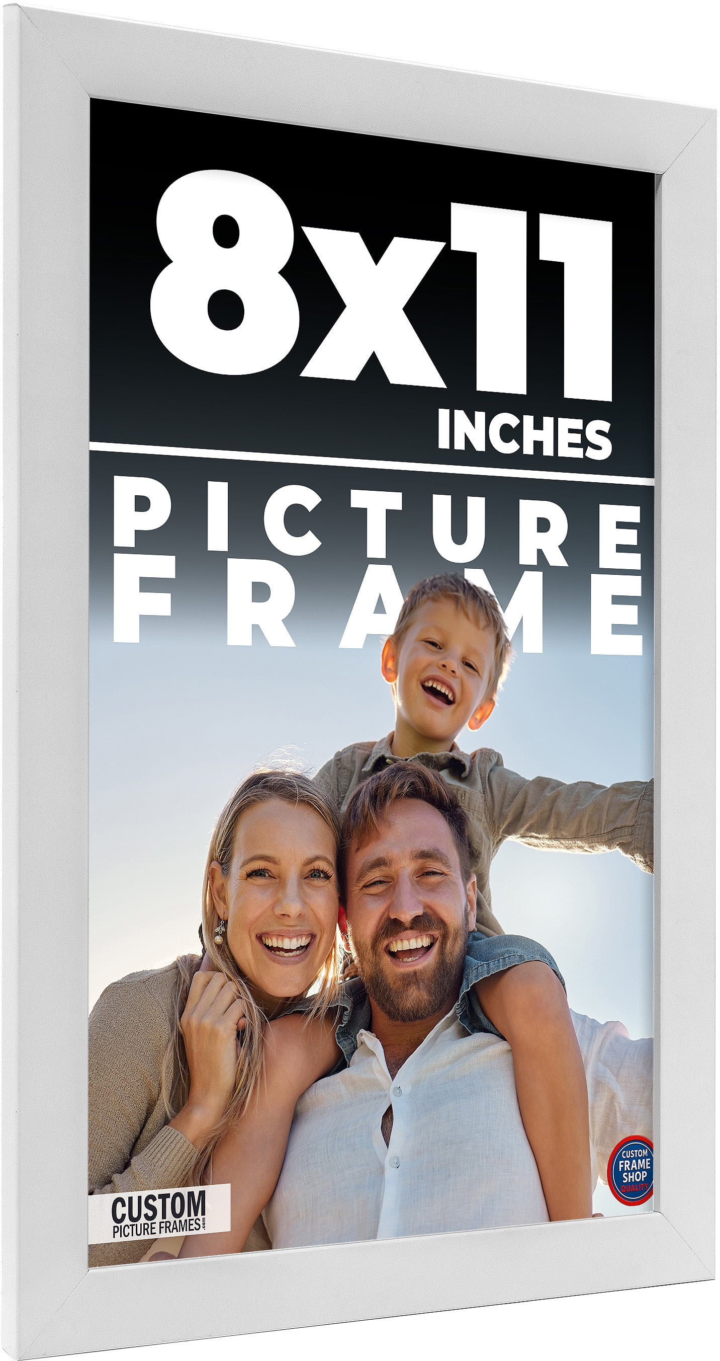 8x11 Frame White Solid Wood Picture Frame Includes UV Acrylic Shatter ...