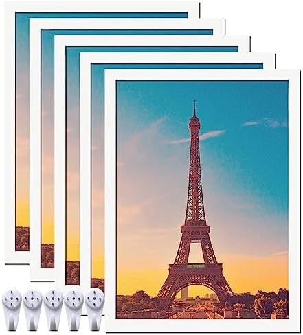 8x11 Picture Frame Set of 5, White Photo Frames High Transparent Wall ...
