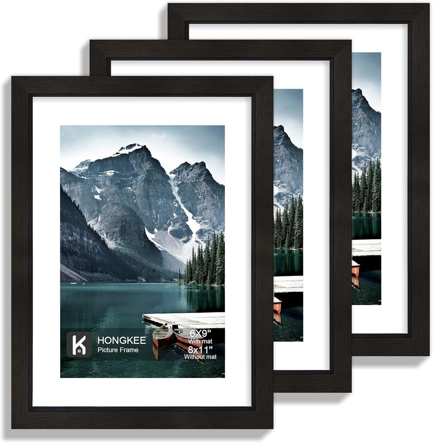 8x11 Picture Frame with Real Glass - Display Pictures 6x9 with Mat or 8 ...