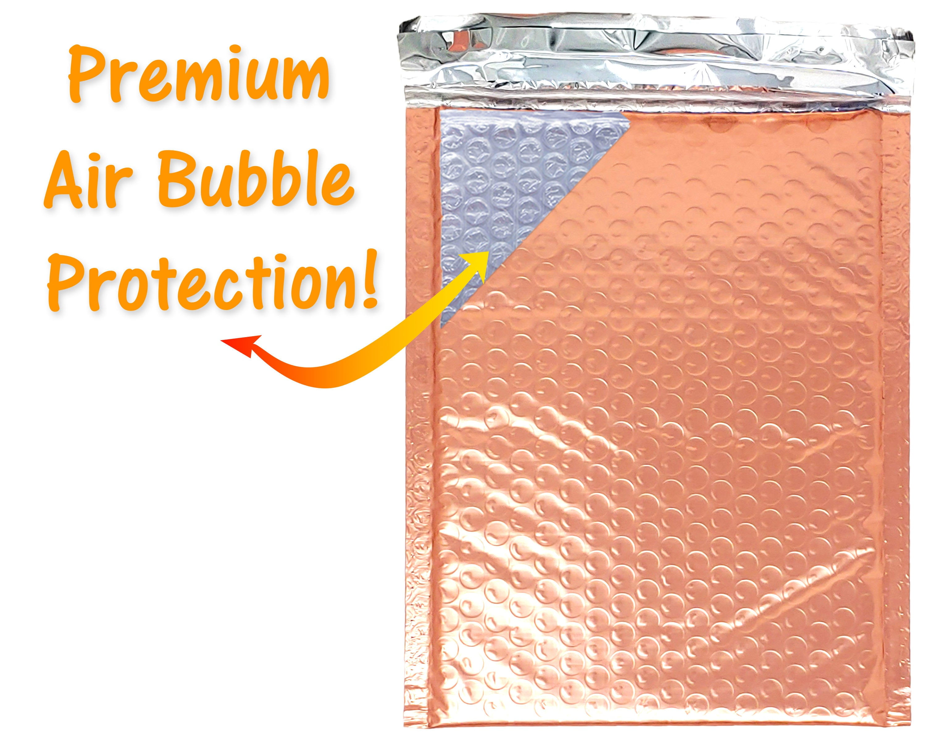 8x12, 6x10, 4x8" Assorted Sunset Peach Metallic Bubble Mailers ...