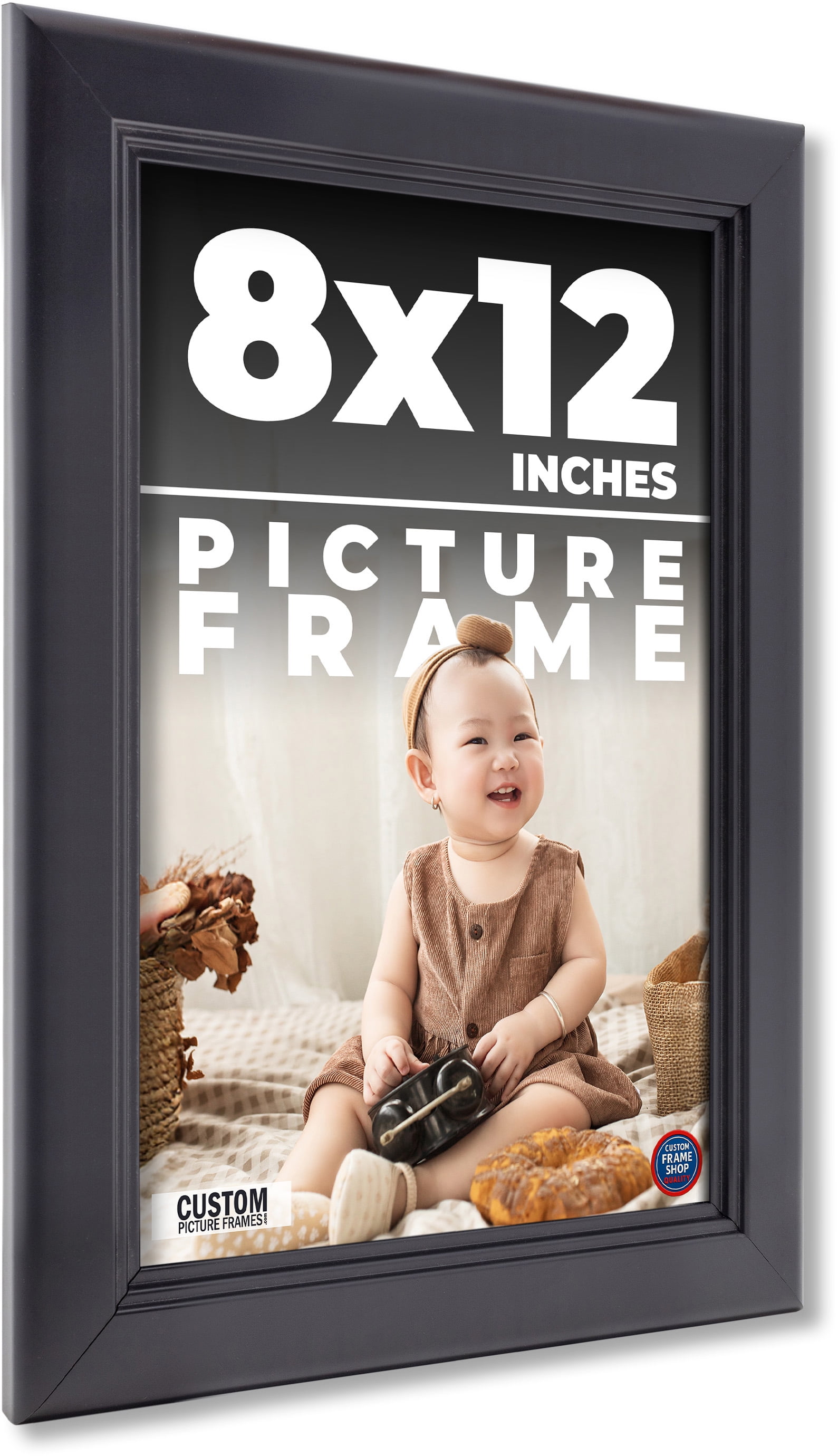 8x12 - 8 x 12 Contemporary Black Solid Wood Frame with UV Framer's ...