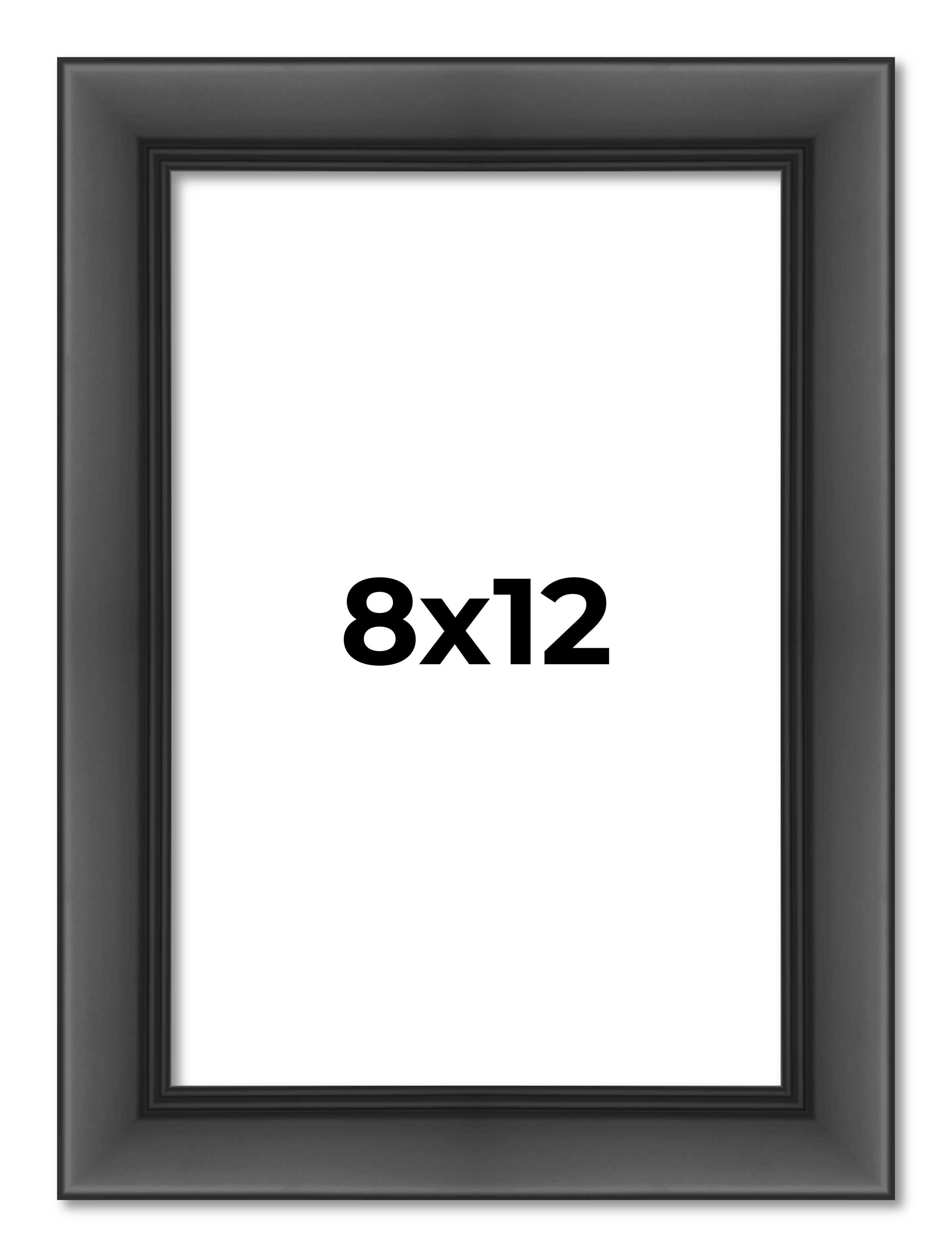 8x12 - 8 x 12 Contemporary Black Solid Wood Frame with UV Framer's ...