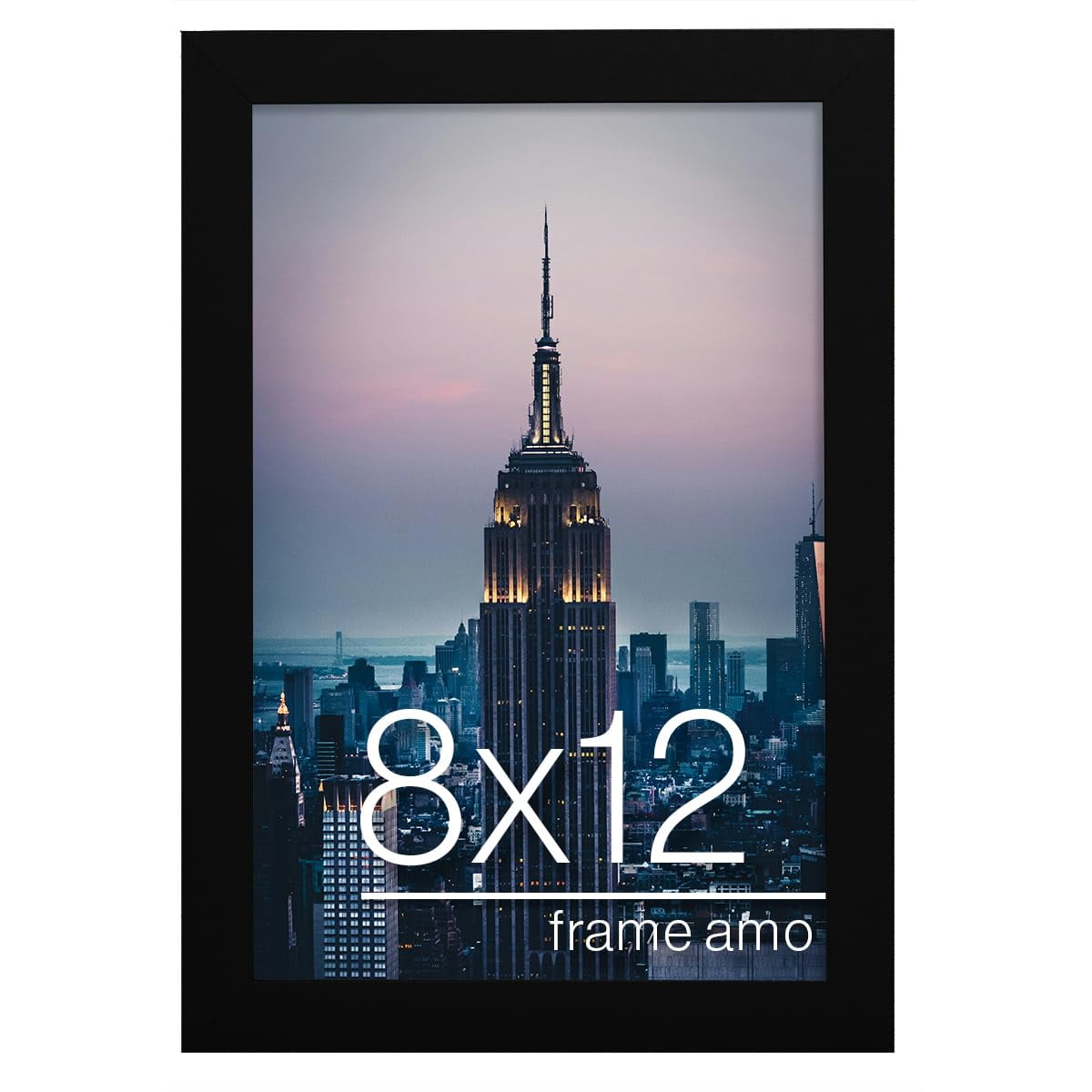 8x12 Black Modern Picture Frame with 1 Inch Border, Acrylic Front ...