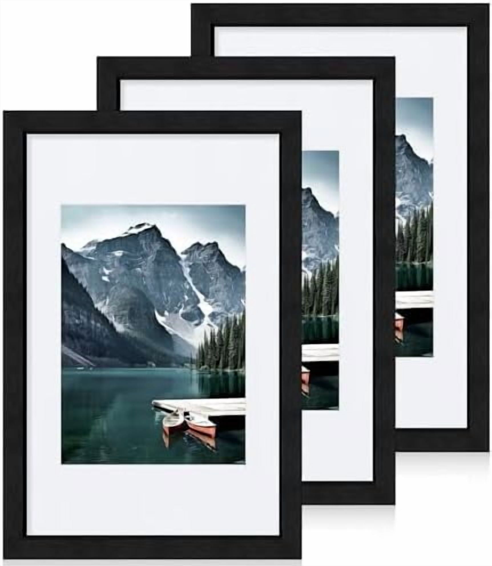 8x12 Black Picture Frames set of 3, Made of Wooden and Glass Photo ...