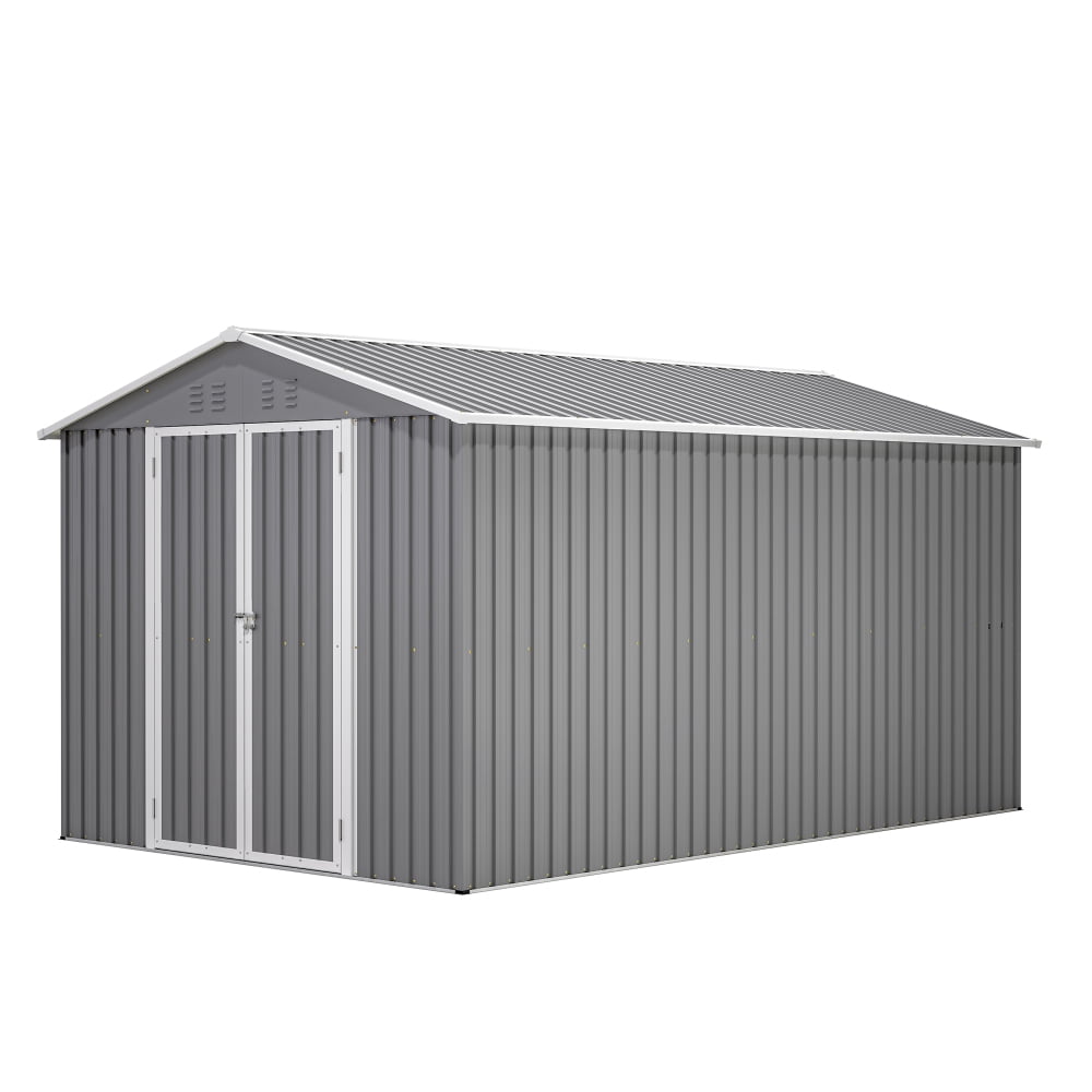 8x12 FT Aluminum Frame Storage Shed - Secure Lockable Doors for Garden ...